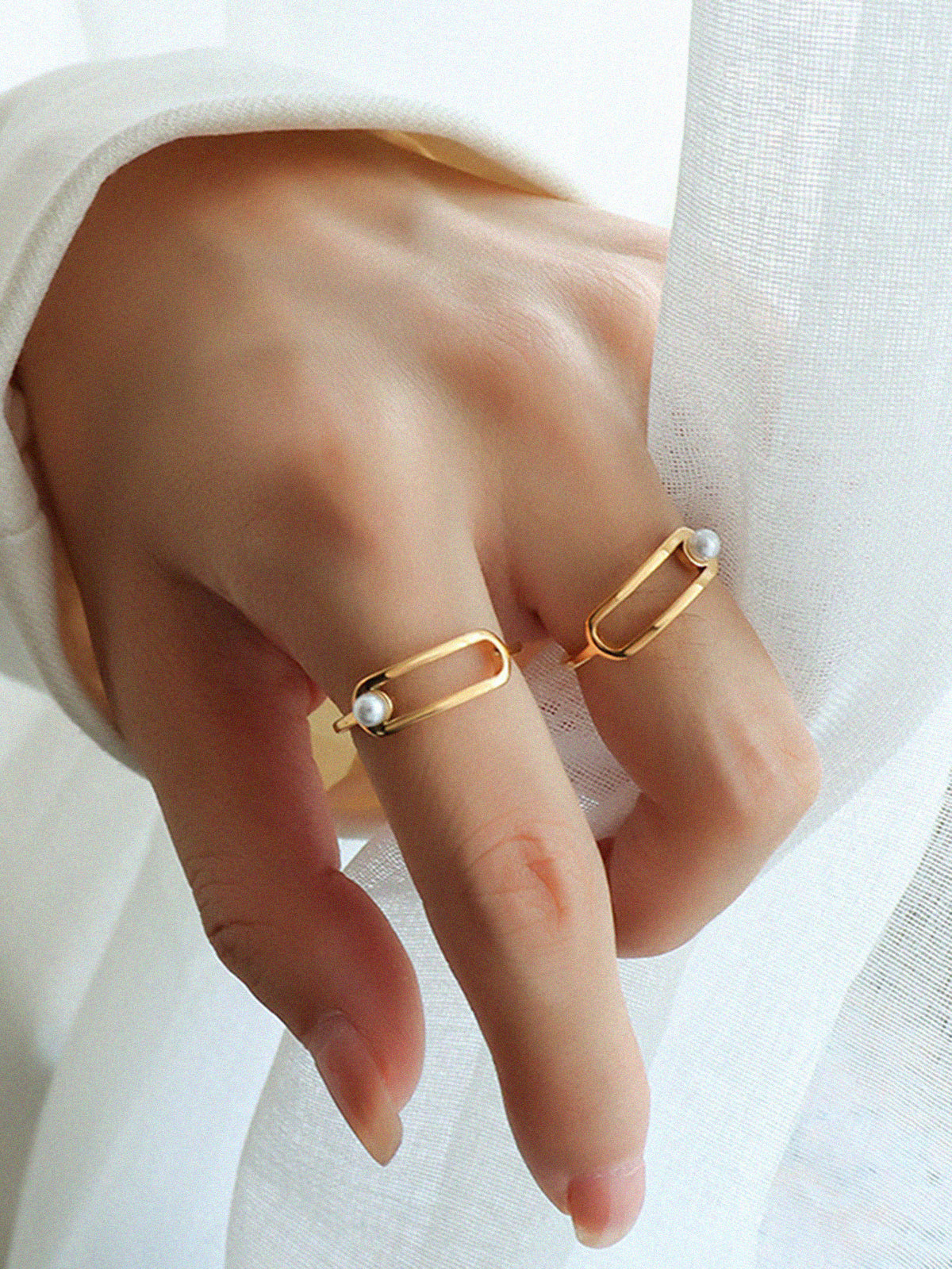 1pc Golden Imitation Pearl Ring | COMMENSE