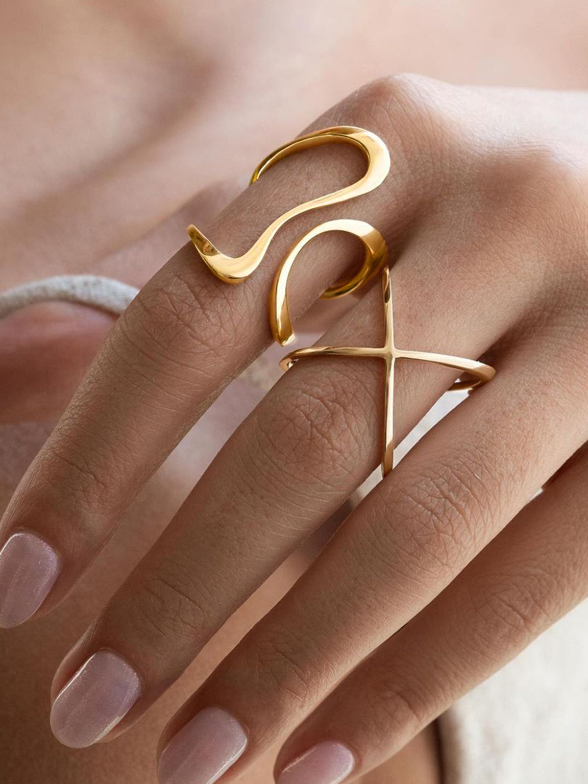 1pc Irregular Golden Whirl Open Ring | COMMENSE