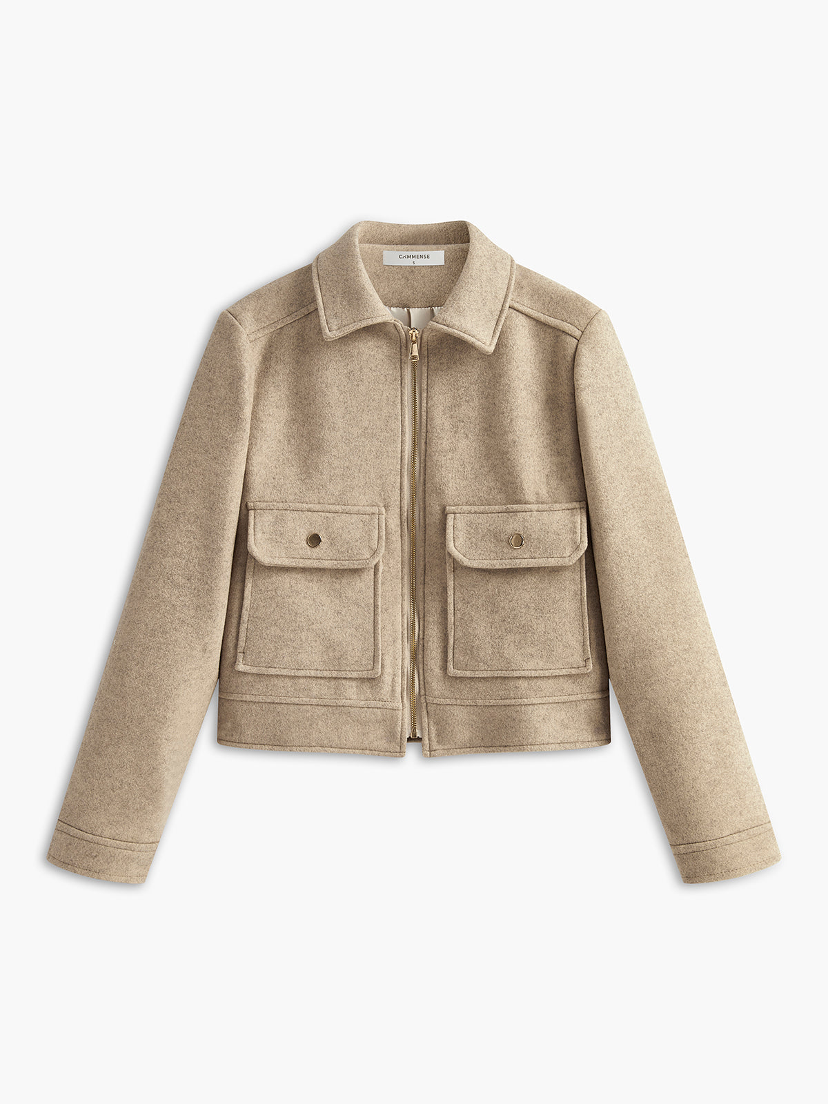 Tweed Lapel Zipper Jacket | COMMENSE