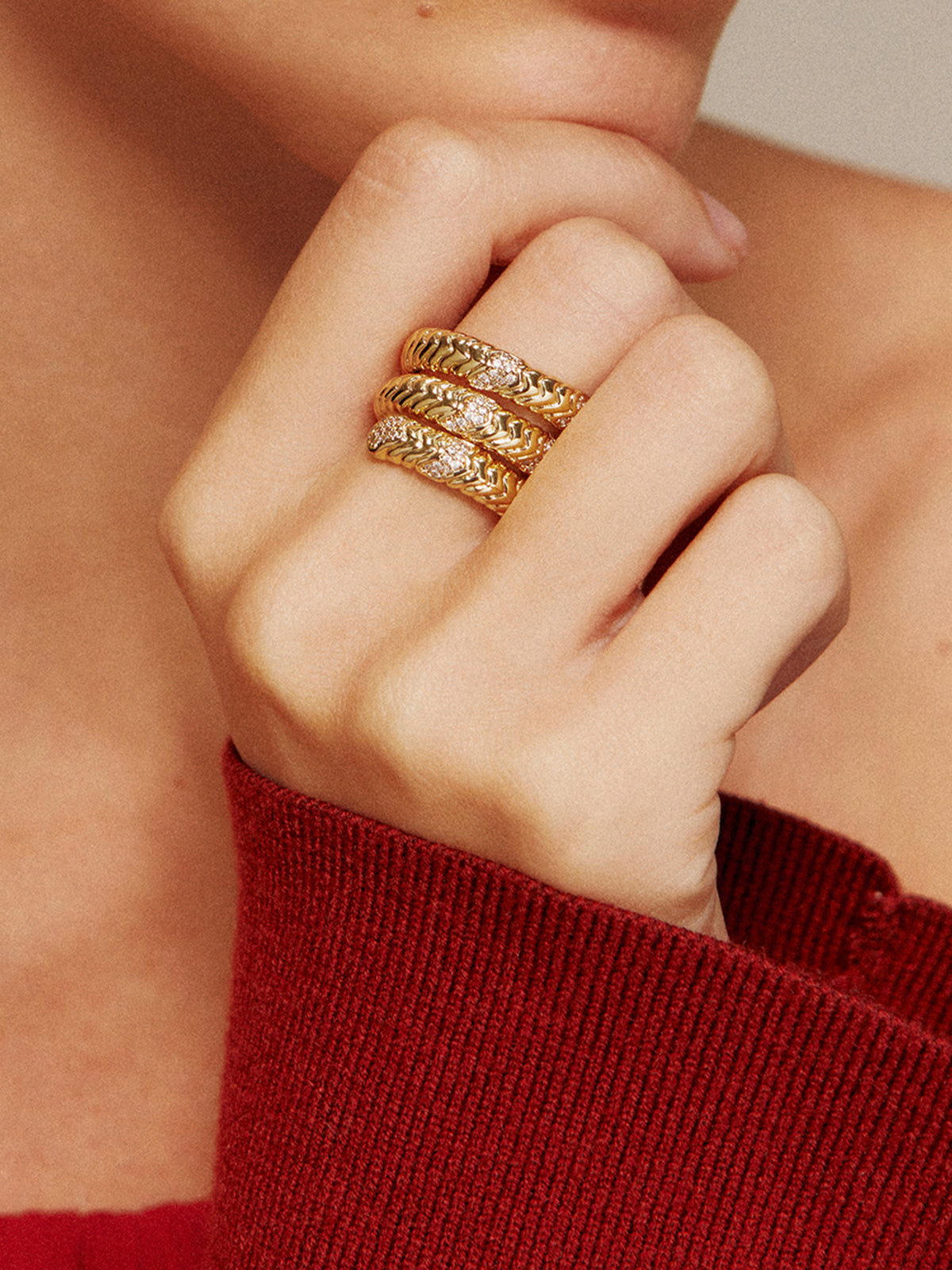 Triple-Layer Snake Spiral Ring | COMMENSE