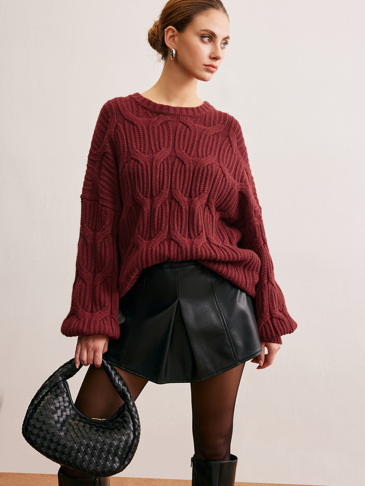 Plain Draped Pullover Sweater | COMMENSE