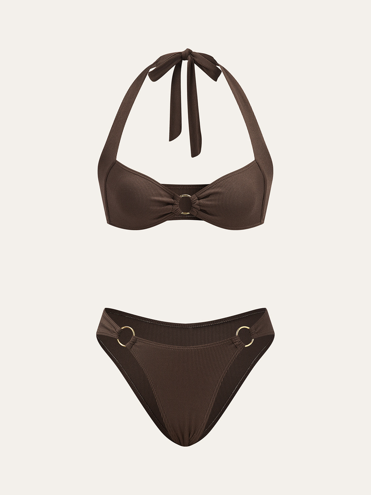 Ring Detail Halter Bikini Set | COMMENSE