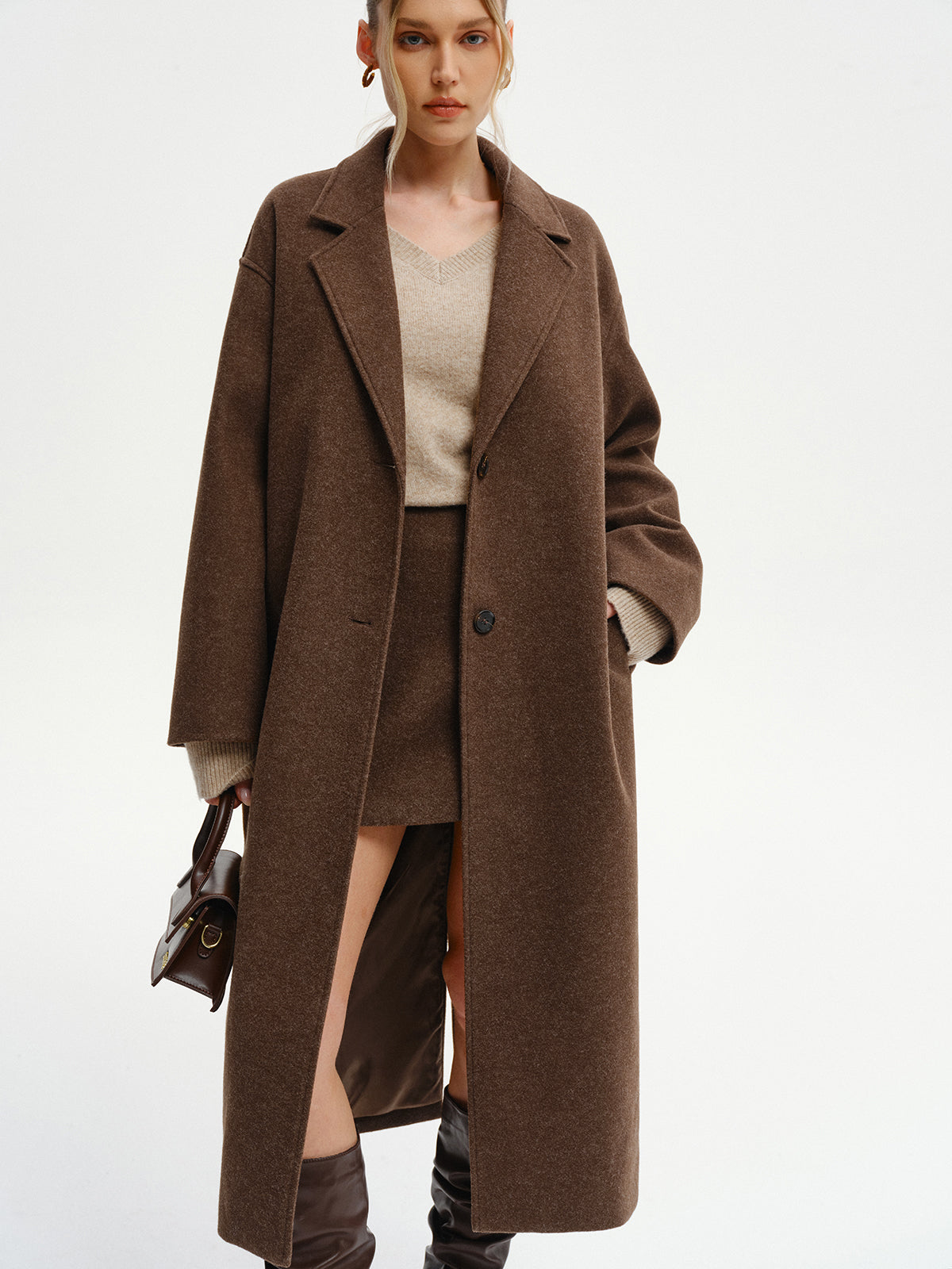 Oversized Tweed Long Coat | COMMENSE