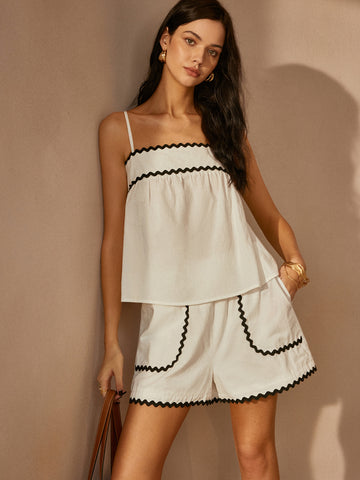 Contrast Trim Shift Shorts Set | COMMENSE
