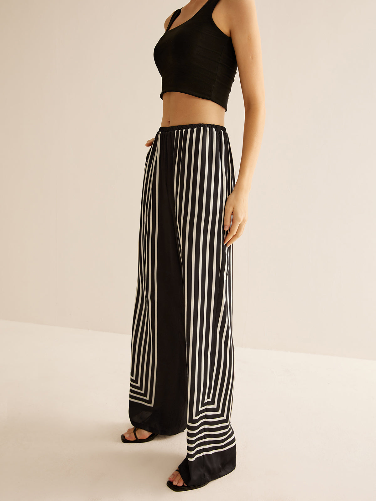 Geometric Pinstripe Satin Pants | COMMENSE