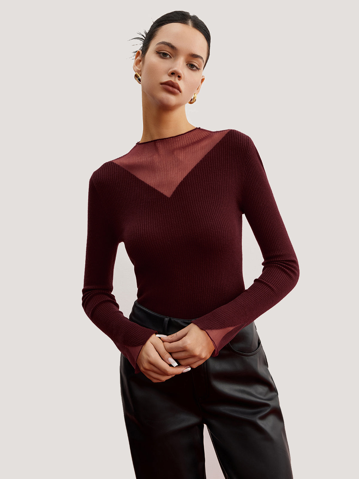 Minimalist Sheer Ribbed Stretch Sweater | COMMENSE