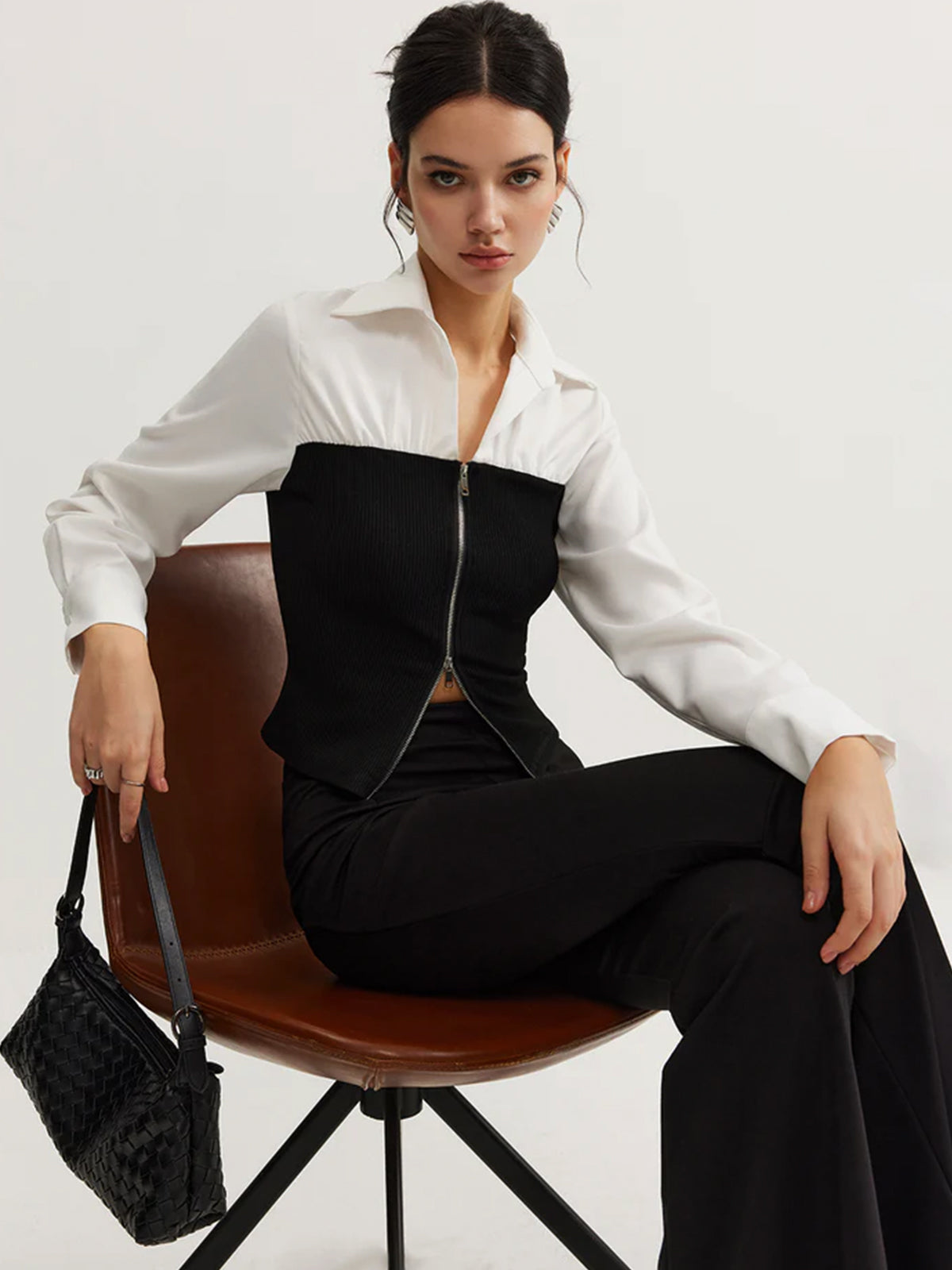 Two-Way Zip Color Block Polo Shirt | COMMENSE