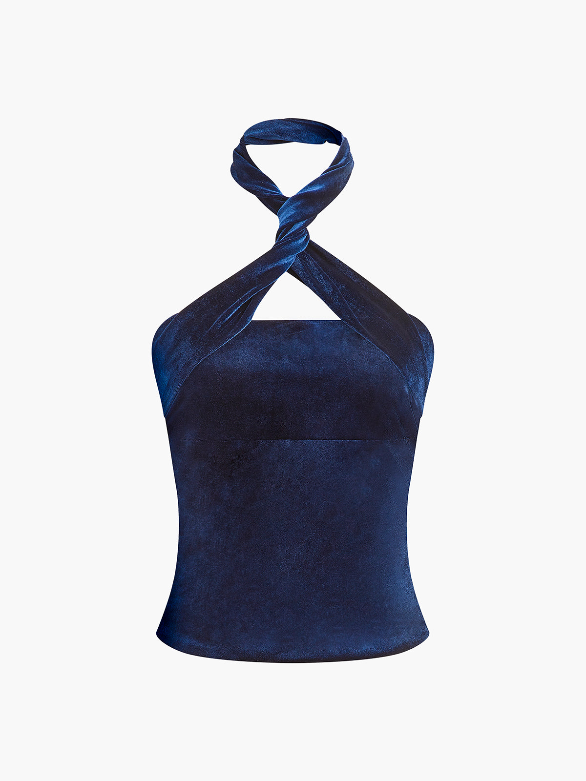 Velvet Zipper Halter Top | COMMENSE