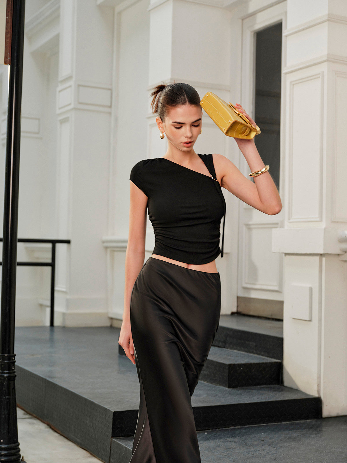 Asymmetrical Neck Crop Top | COMMENSE
