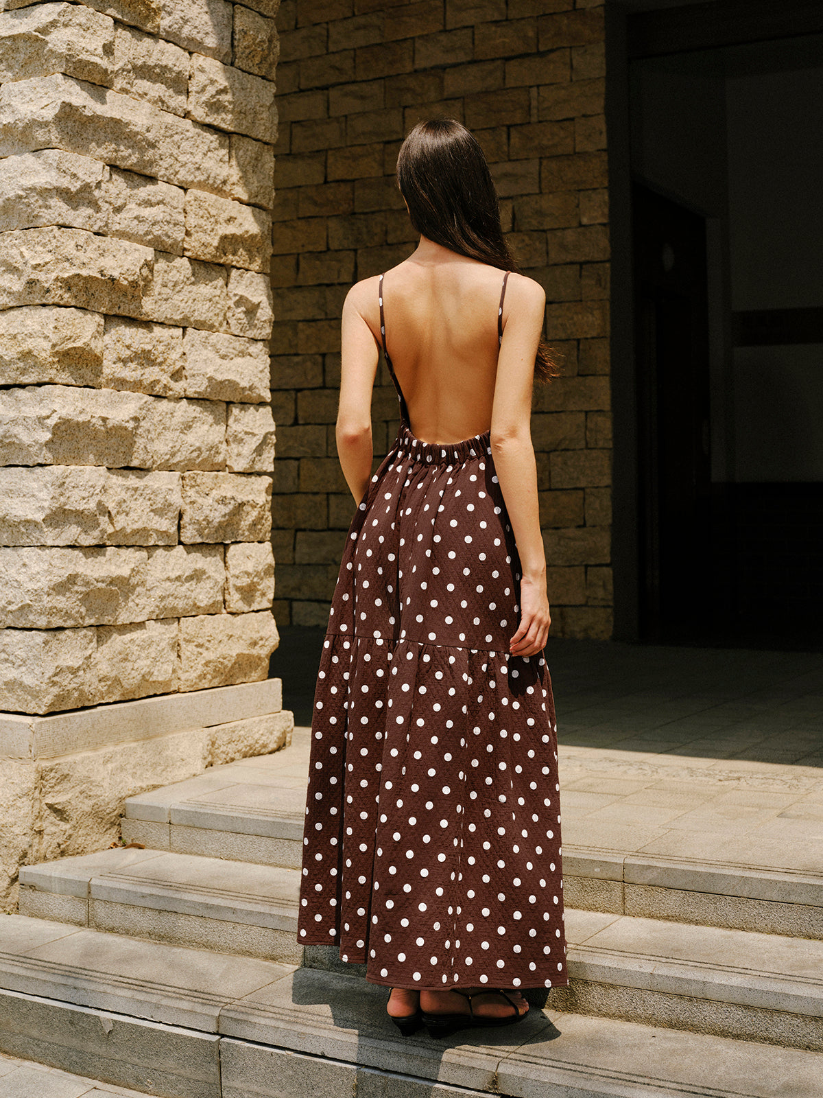 Cotton Backless Polka Dot Dress | COMMENSE