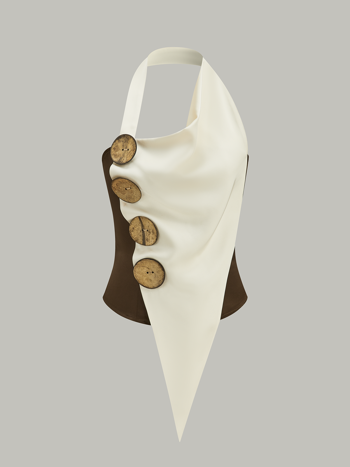 Asymmetrical Halter Top with Large Buttons | COMMENSE