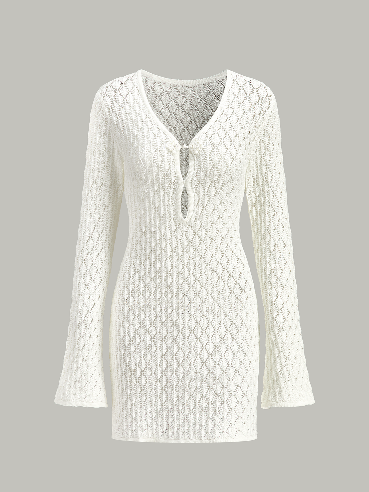 Sheer Knit Sweater Dress with Cut-Out Detail | COMMENSE