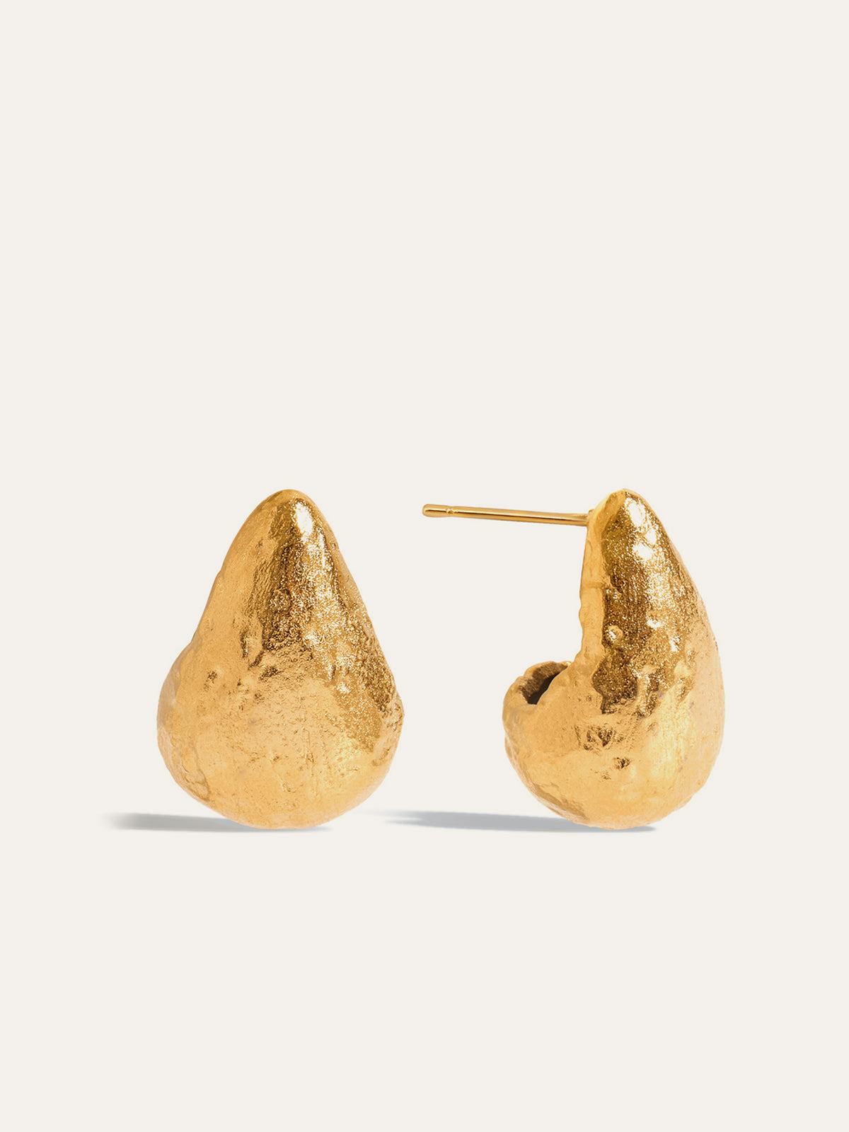 Gold-Tone Textured Teardrop Stud Earrings | COMMENSE