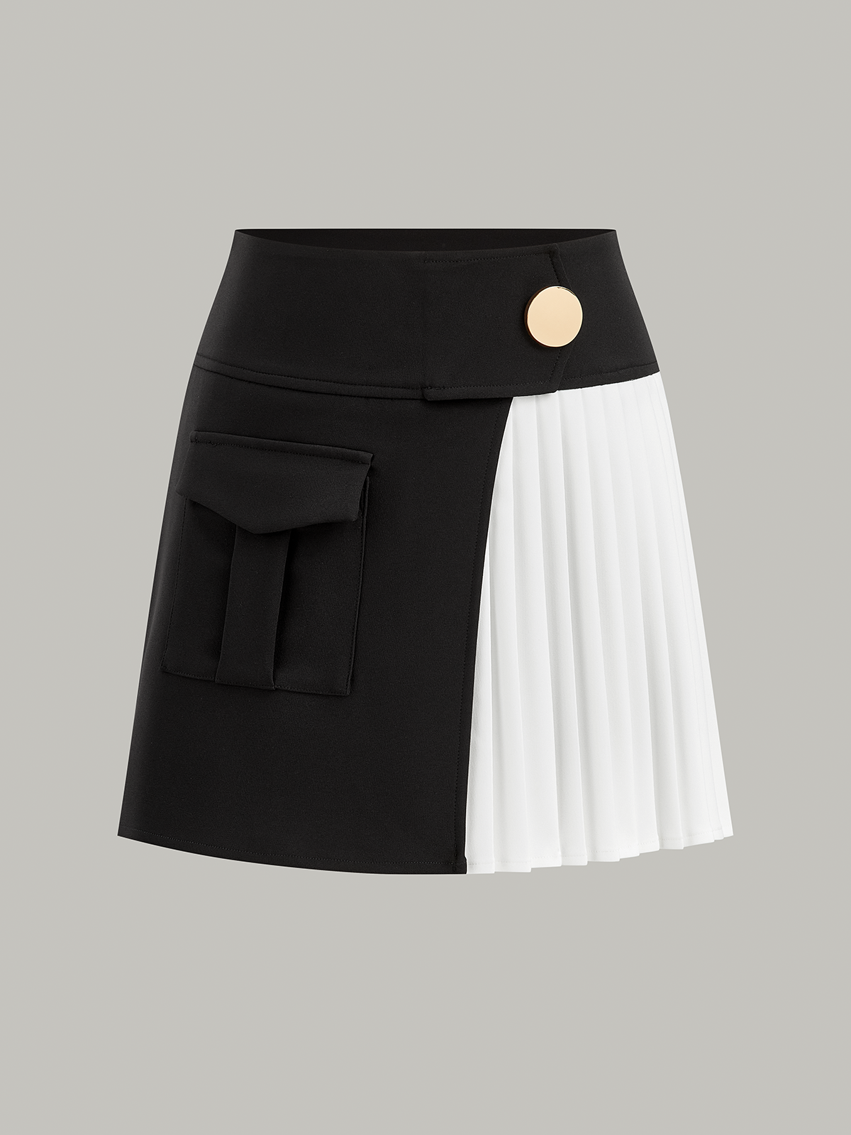 Contrast Pleated Panel Mini Skirt | COMMENSE