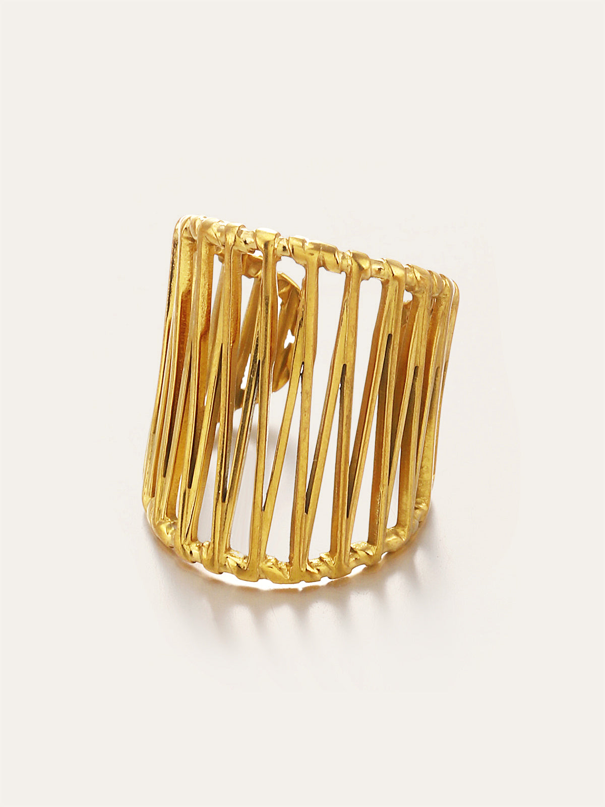 Golden Geometric Cut-Out Ring | COMMENSE