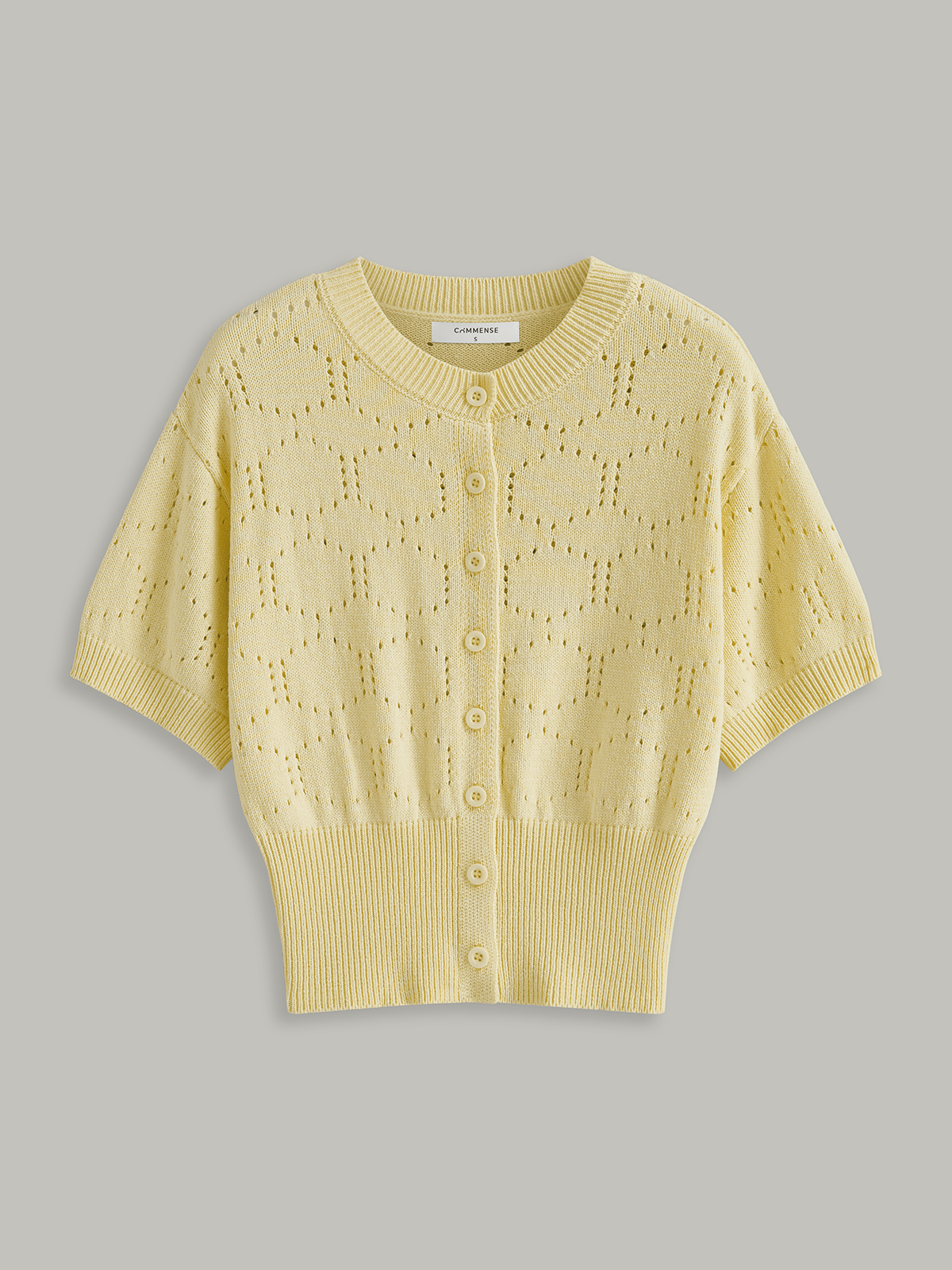 Eyelet Knit Short Sleeve Cardigan | COMMENSE