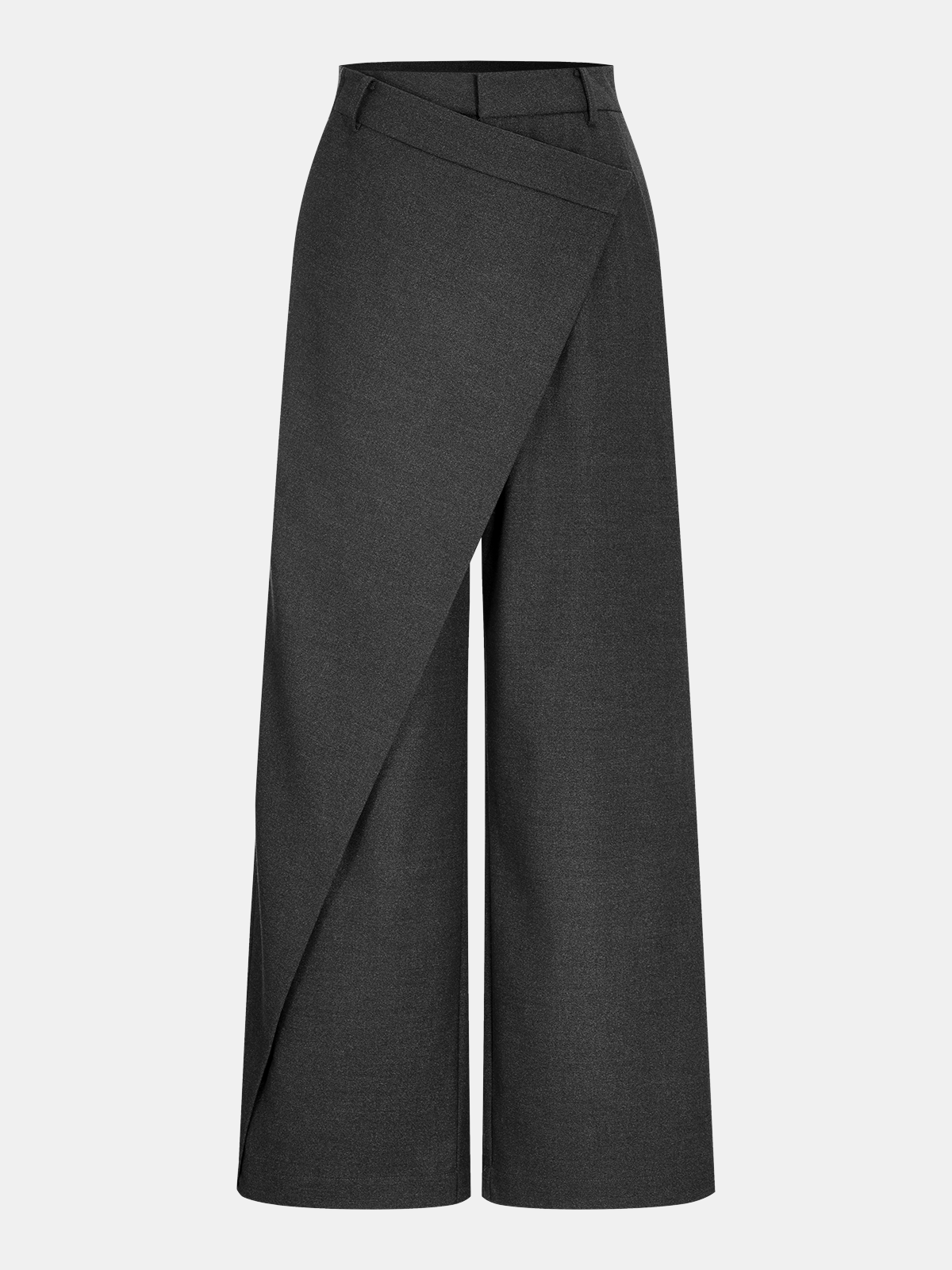 Asymmetric Mid-Waist Wide-Leg Pants | COMMENSE
