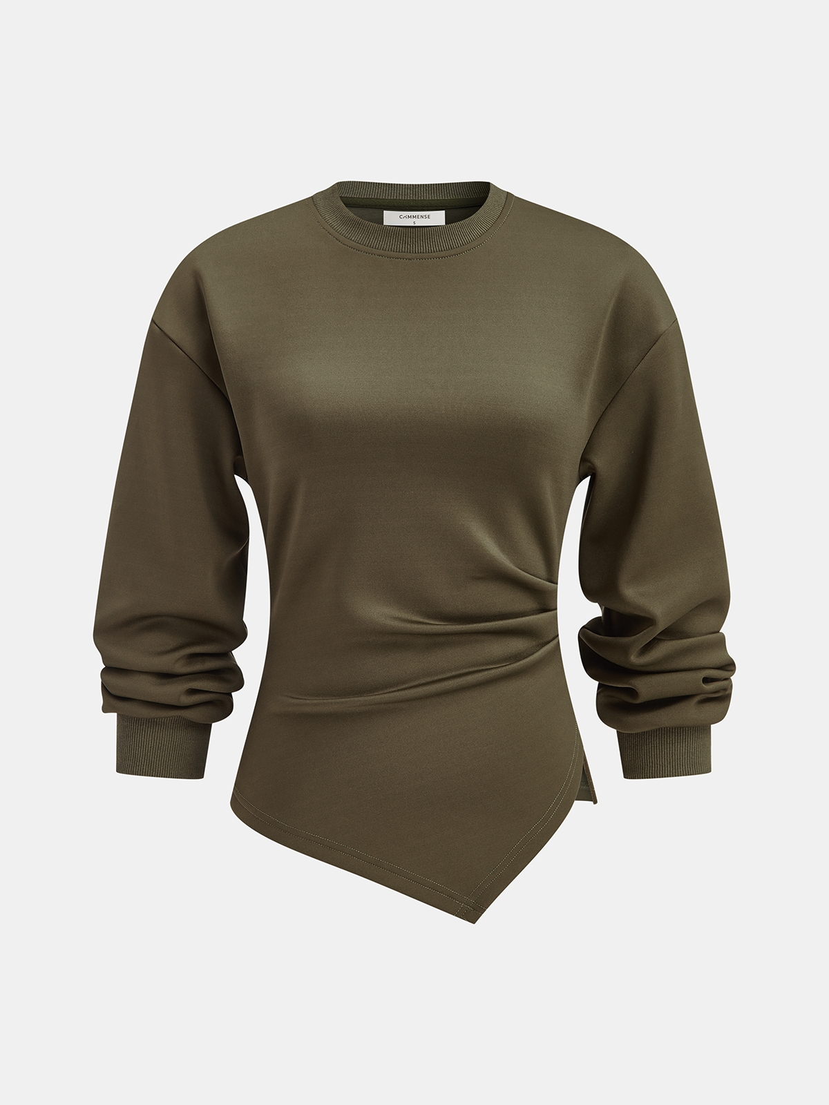 Ruched Asymmetric Hem Sweatshirt | COMMENSE