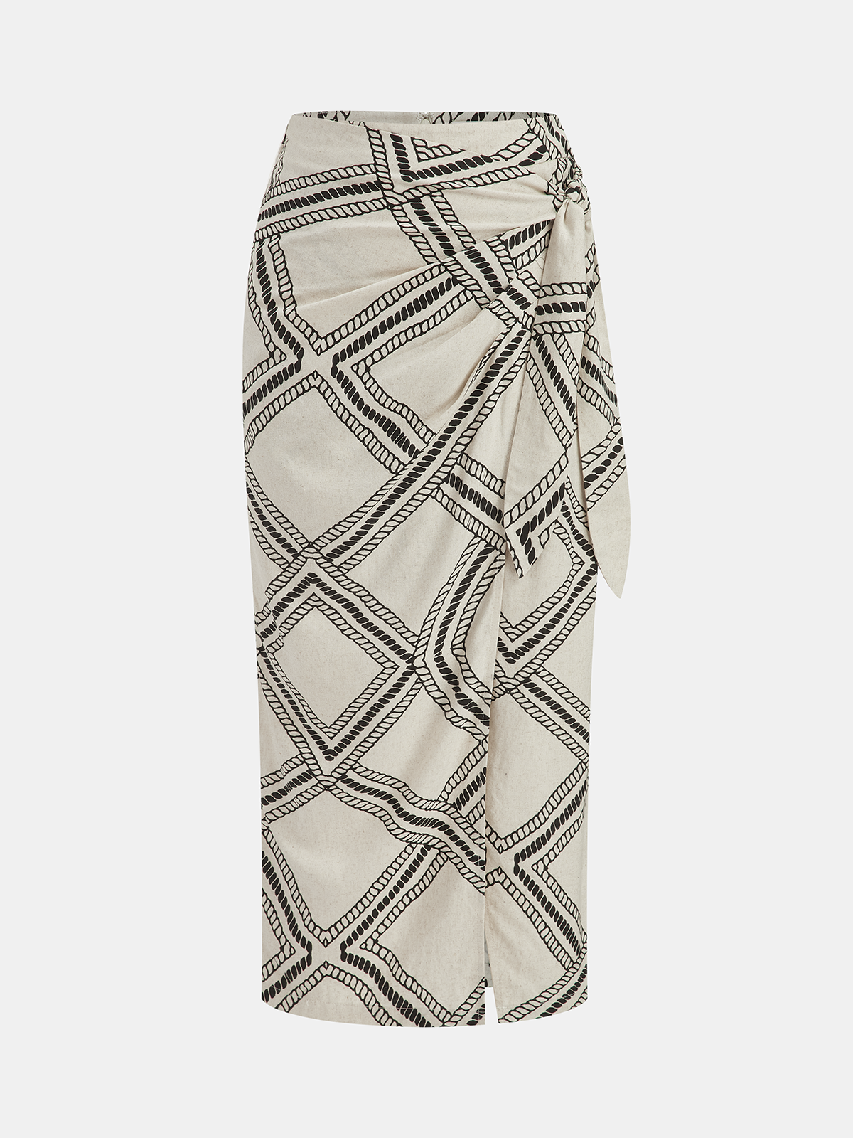 Abstract-Print Wrap Midi Skirt | COMMENSE
