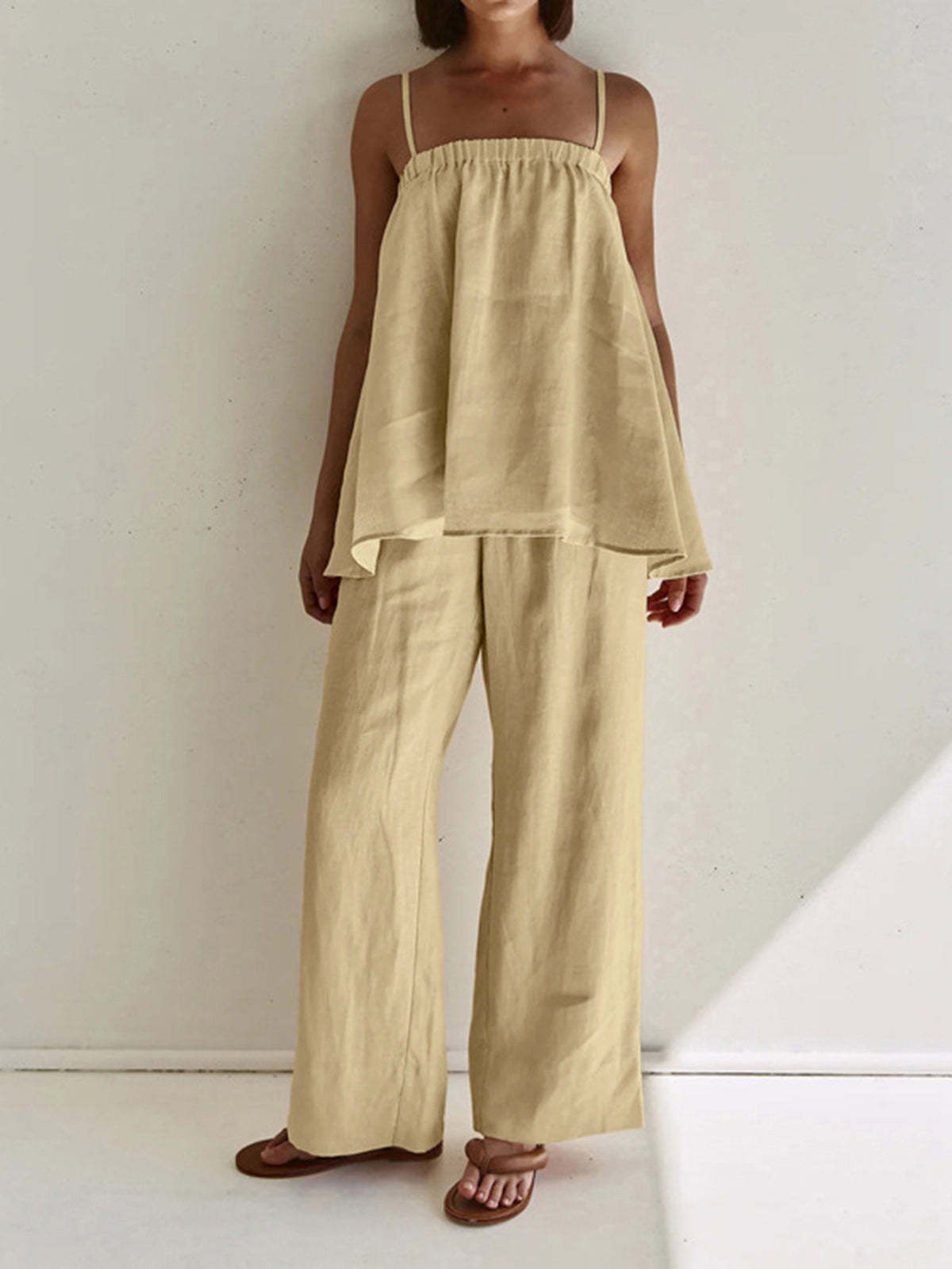 Solid Casual Pants Set | COMMENSE