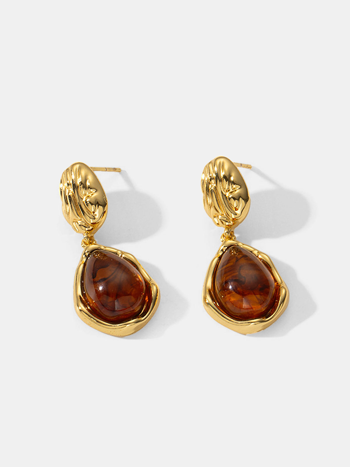 Textured Teardrop Gem Drop Earrings | COMMENSE