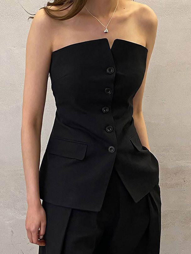 Button Down Tube Top | COMMENSE